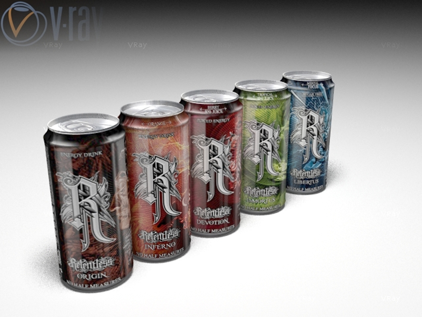 3d Model Energy Drink Relentless Cans