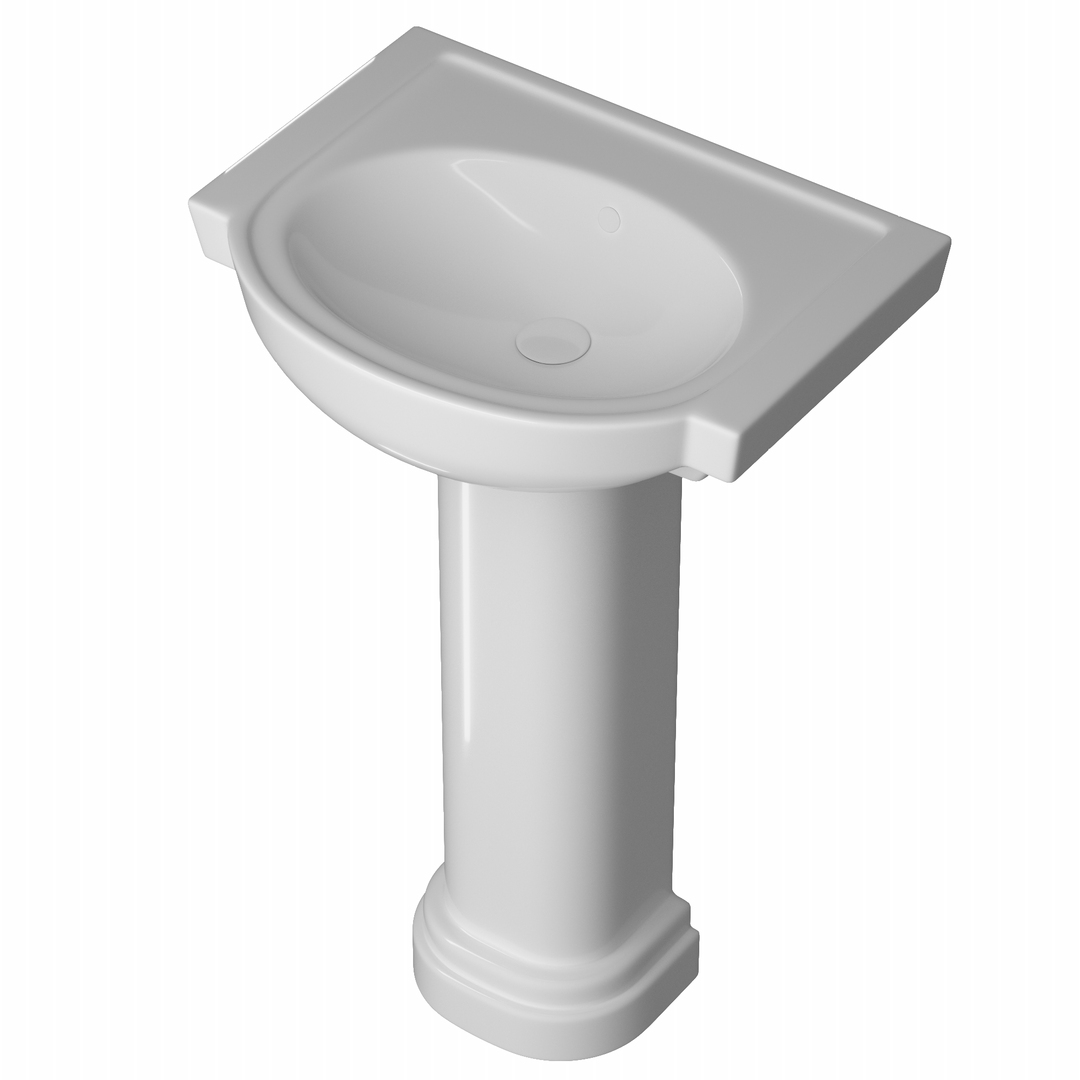 Pedestal half wash basin model - TurboSquid 1692954