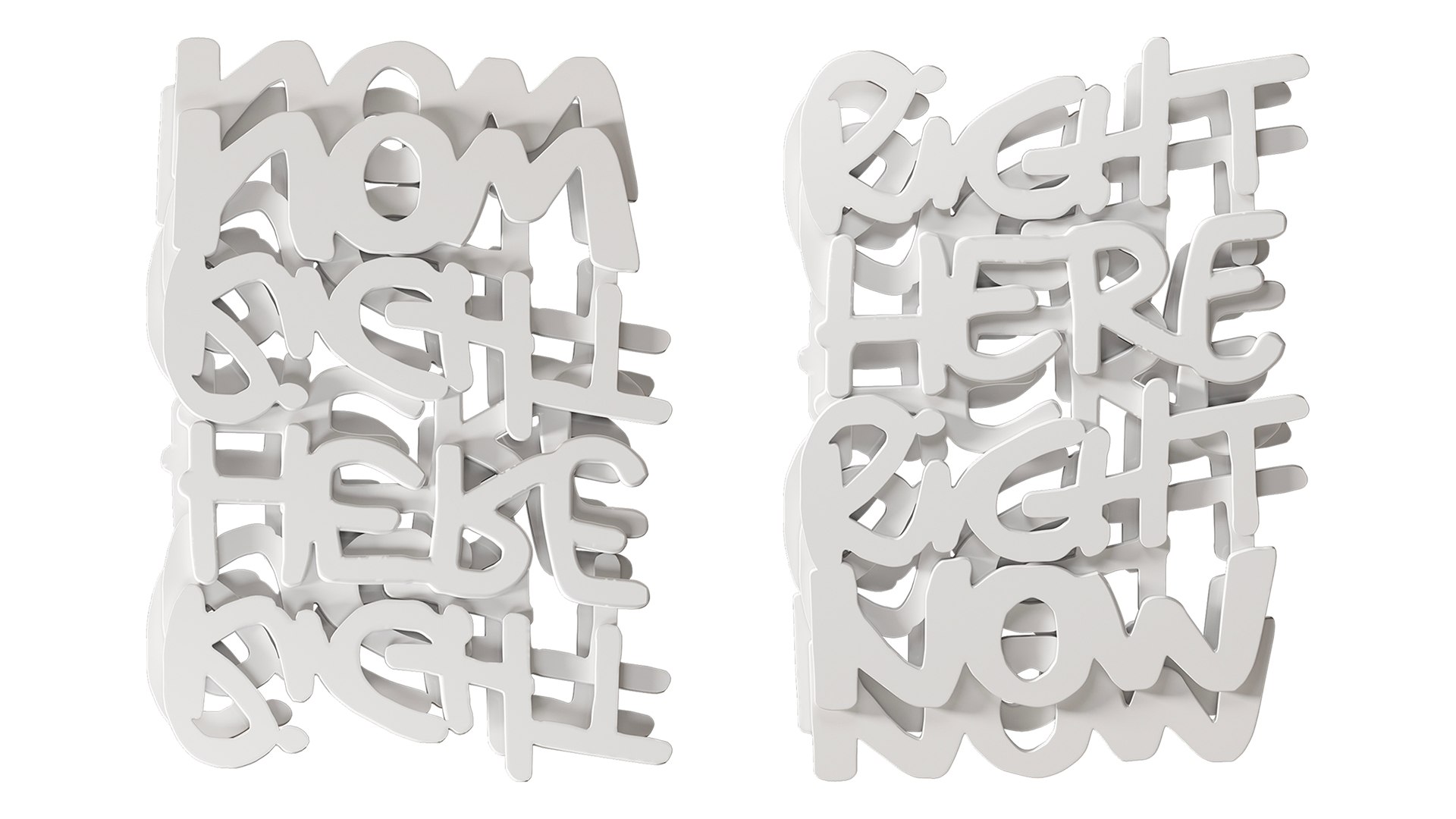 Three-dimensional Inscription Right Here Right Now On The Wall 3D Model ...