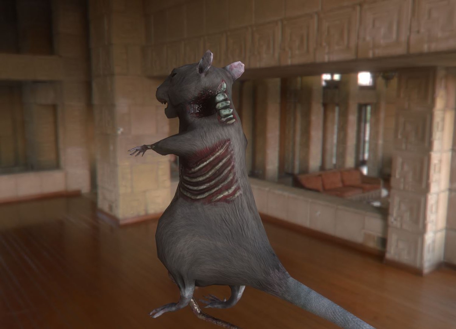 3D model scary zombie rat animation - TurboSquid 1467532