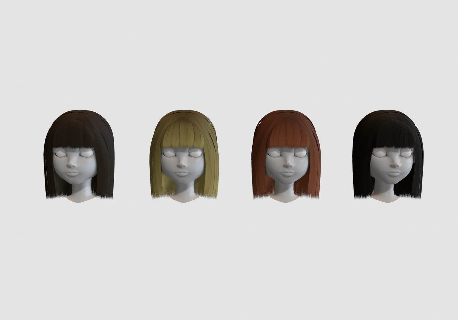 Hairstyle In 4 Colors 3D - TurboSquid 1899654
