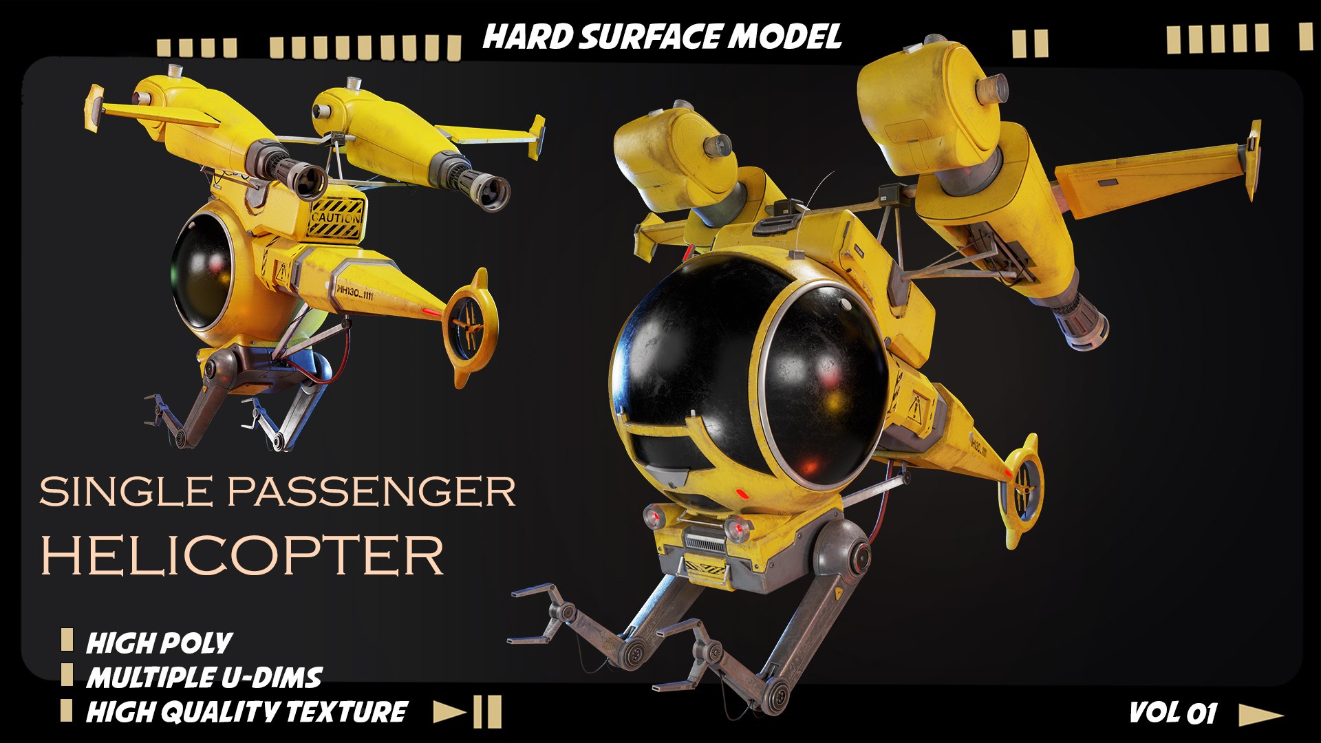 Single Passenger Helicopter Hard Surfacevol01 3D Model - TurboSquid 2269572