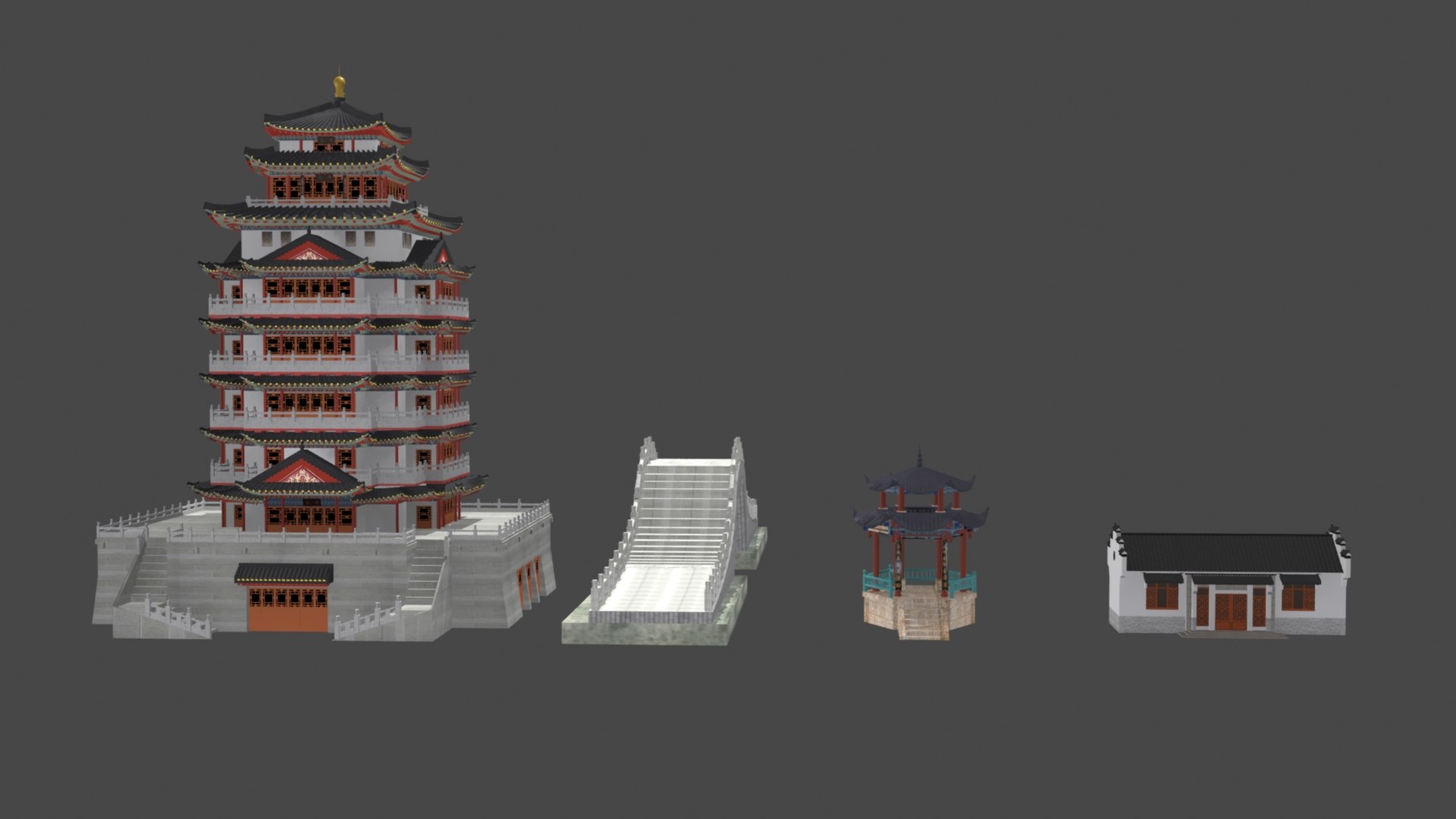 3D Model Chinese Architecture Building Collection - TurboSquid 2075561