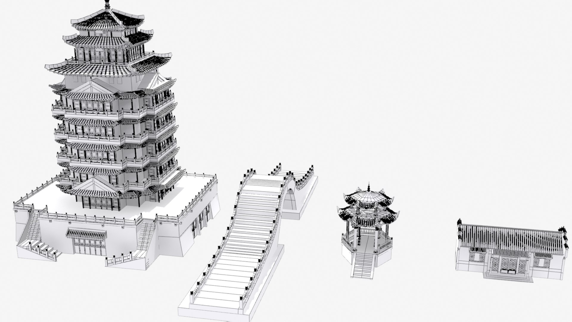 3D Model Chinese Architecture Building Collection - TurboSquid 2075561
