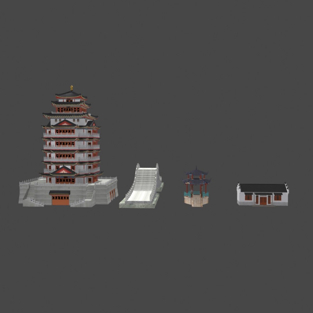 3D Model Chinese Architecture Building Collection - TurboSquid 2075561