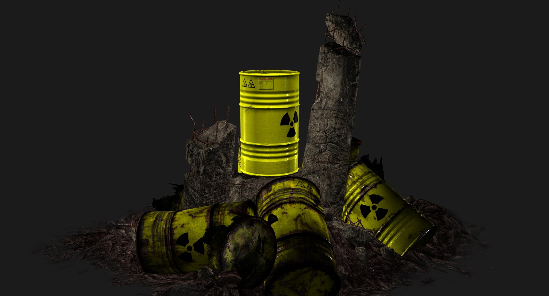 3d barrel radioactive waste