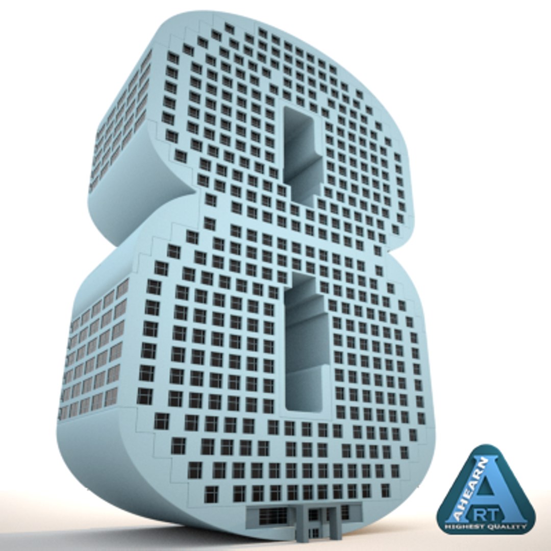 3d Model Building Shape Number 8
