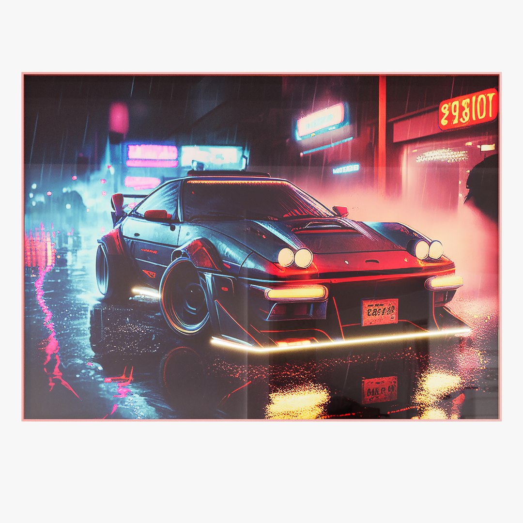 3D Cars Of The Future Posters With Neon Decor Model - TurboSquid 2017737
