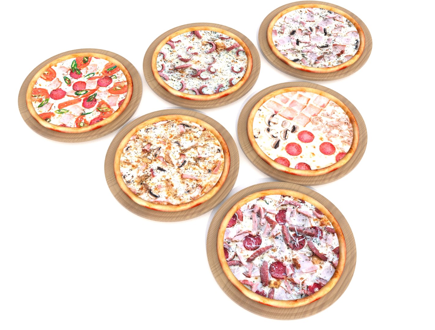 7 pizzas pack model - TurboSquid 1604732