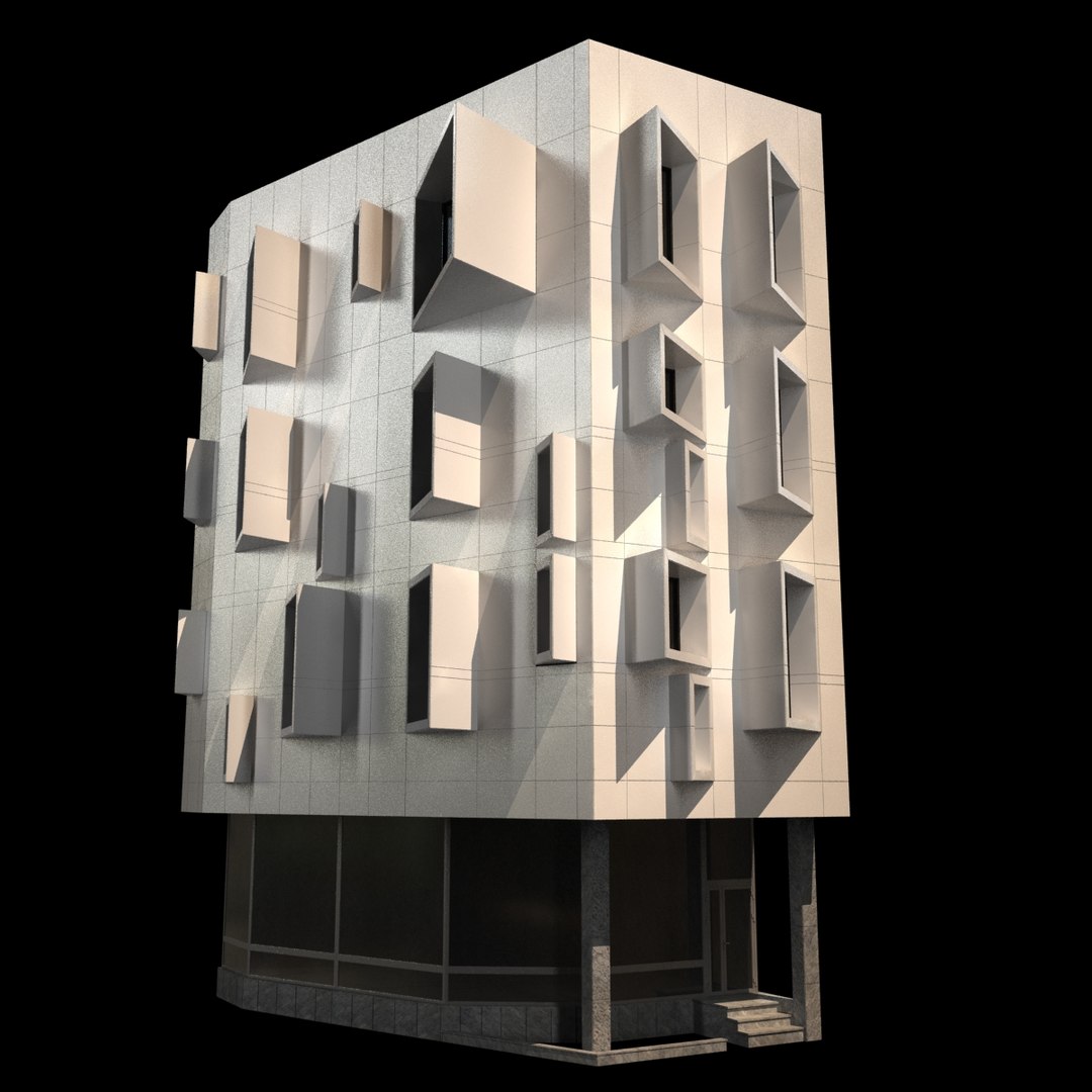 modern corner building 3d max