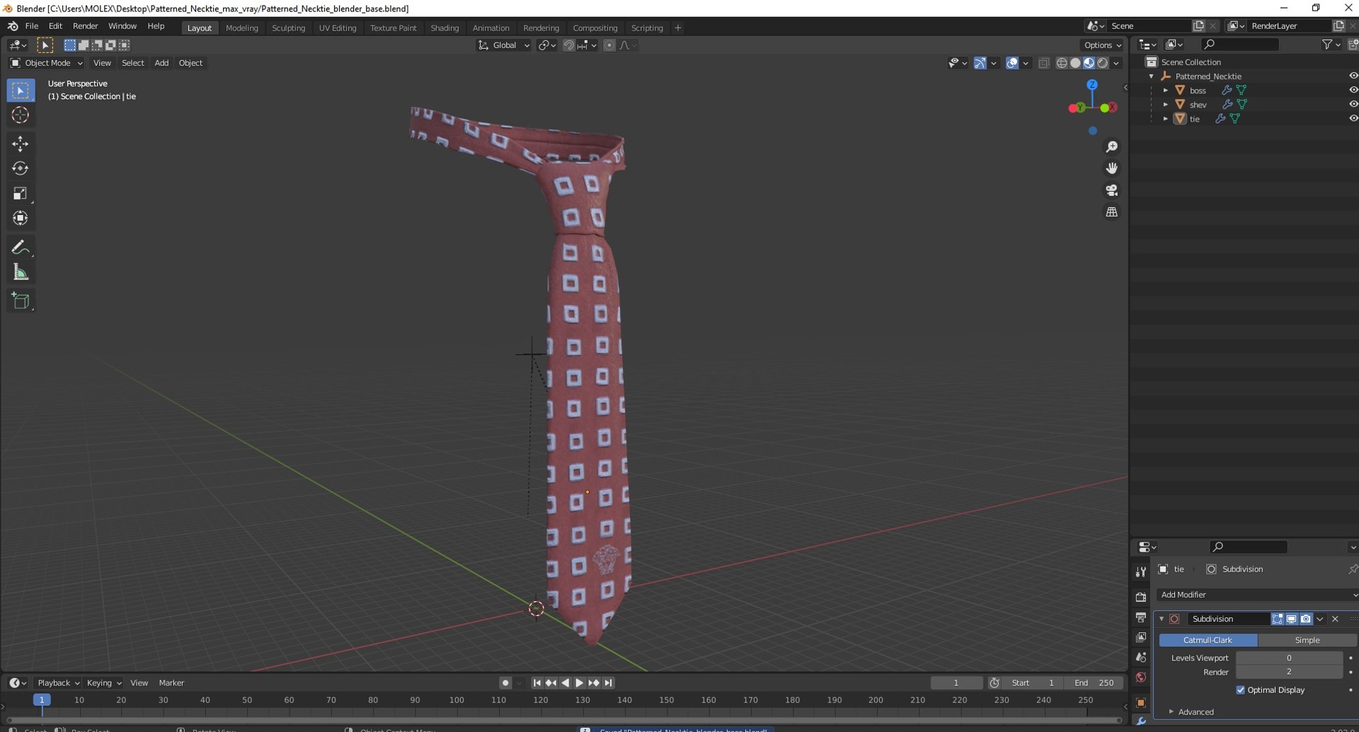 3D Patterned Necktie Model - TurboSquid 2194042