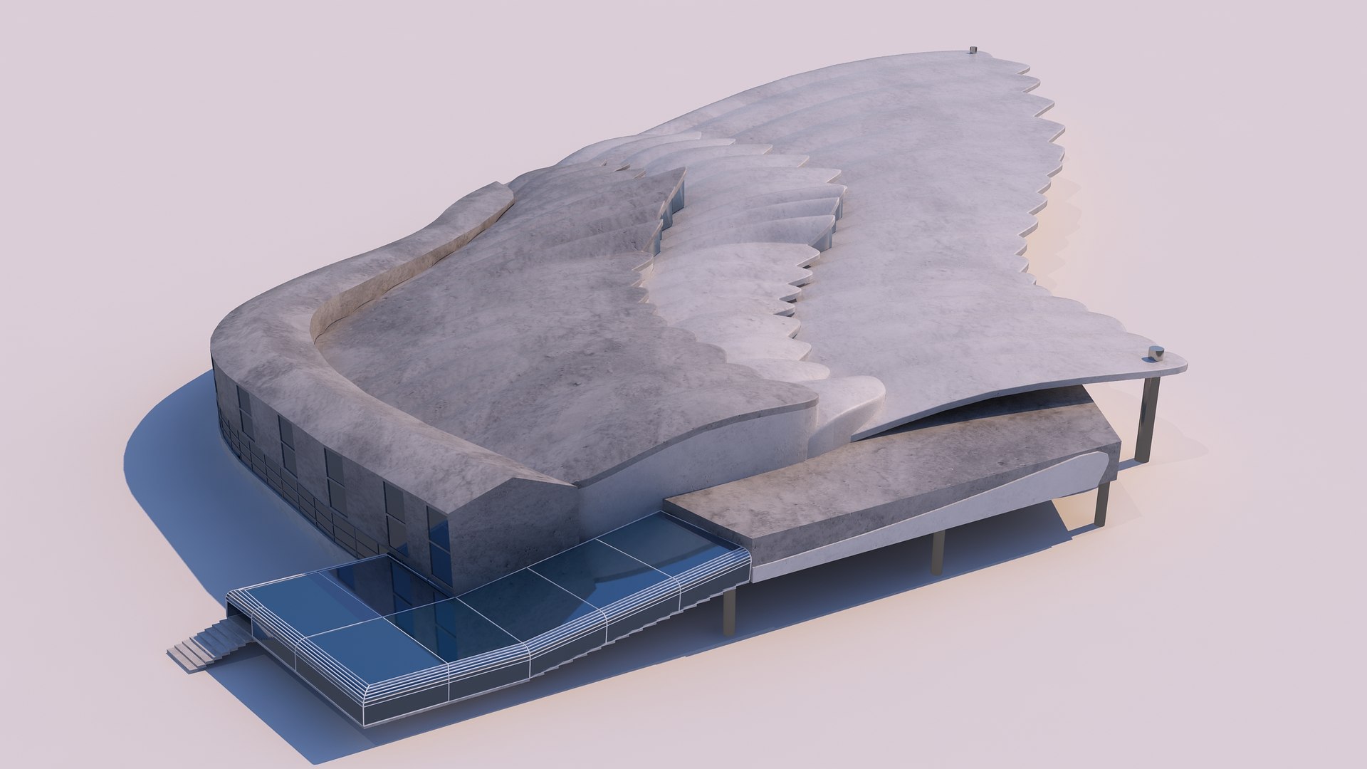 3D Model 0127 - Bird Wing Building - TurboSquid 2236535