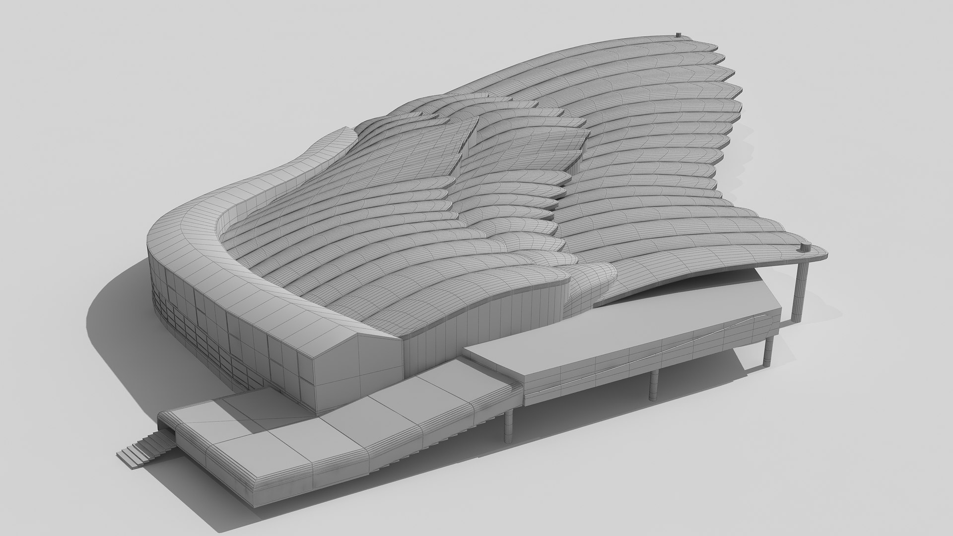 3D Model 0127 - Bird Wing Building - TurboSquid 2236535