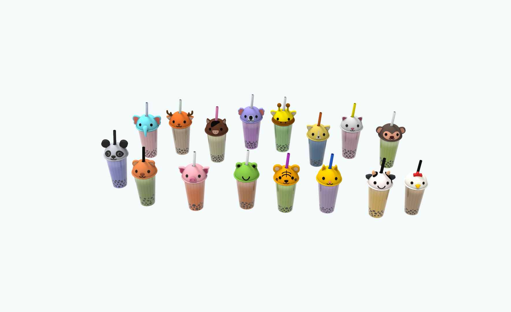 3D Model Animal Bubble Tea Pack 01 - TurboSquid 2239078