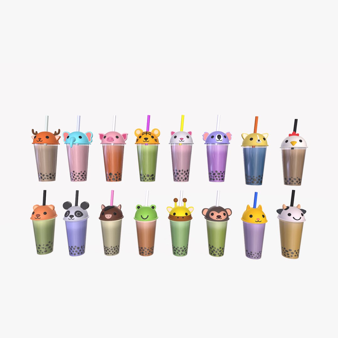 3D Model Animal Bubble Tea Pack 01 - TurboSquid 2239078