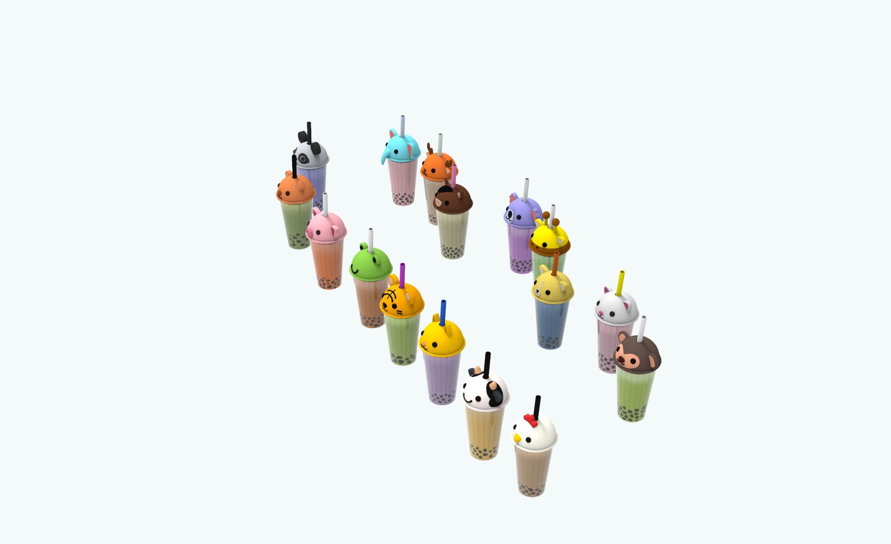 3D Model Animal Bubble Tea Pack 01 - TurboSquid 2239078