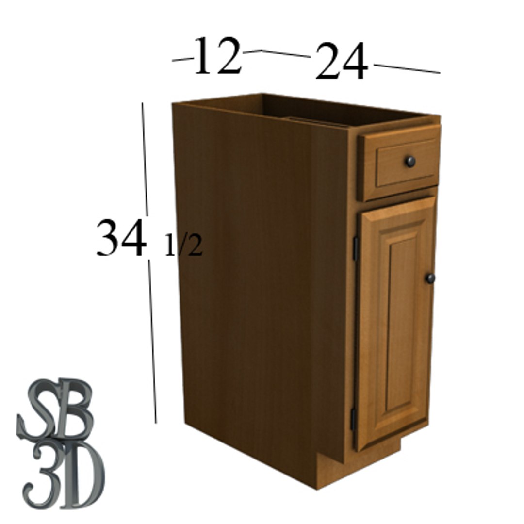 12 base cabinet functional 3d model