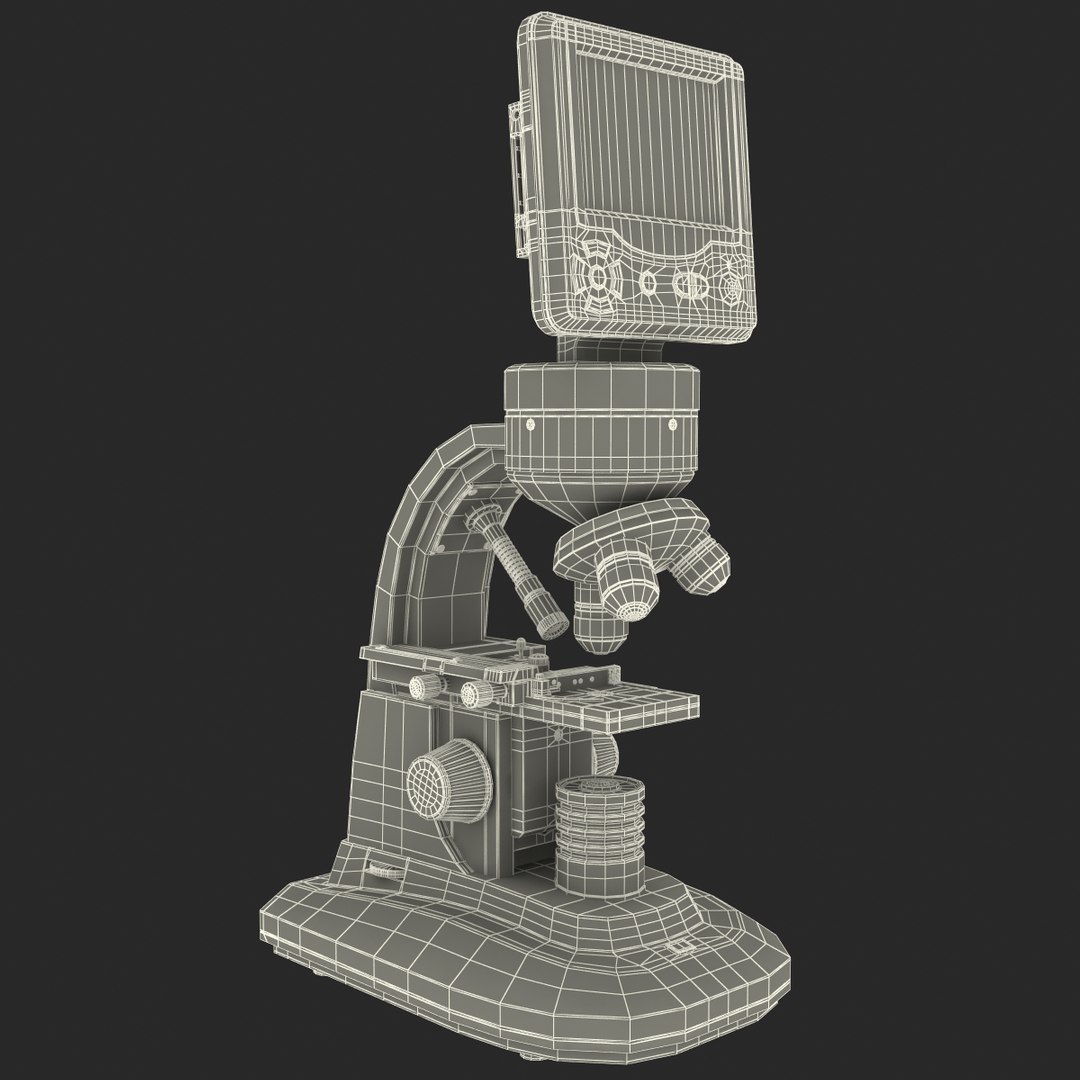 3d model lcd digital microscope white