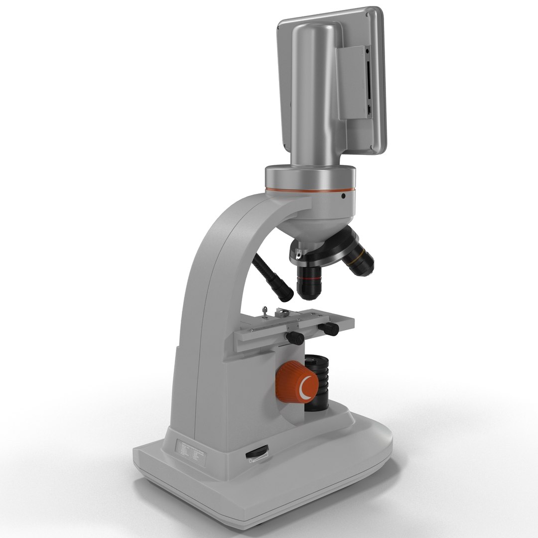 3d model lcd digital microscope white