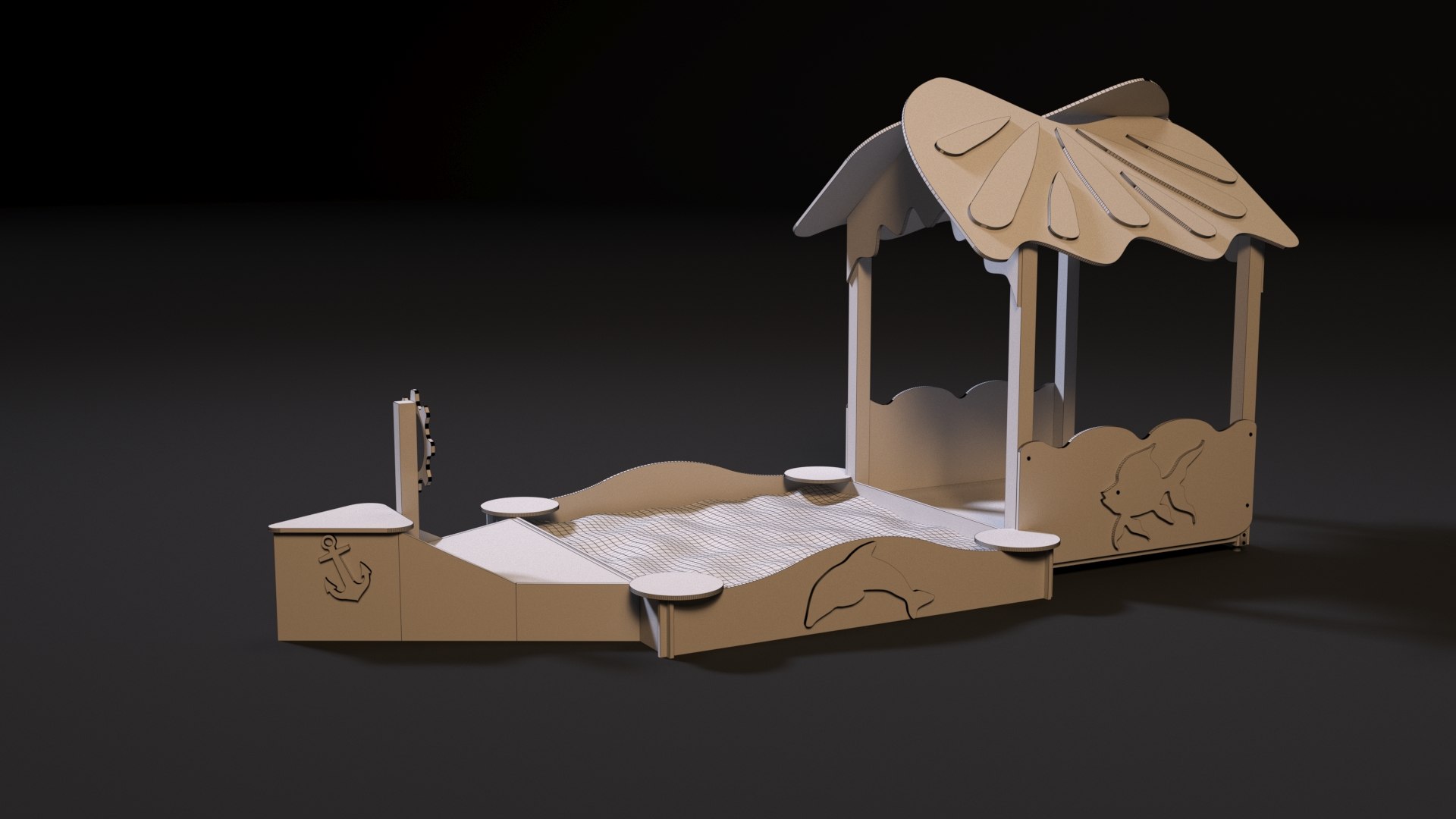 Sandbox Boat With A House 3D Model - TurboSquid 1777633