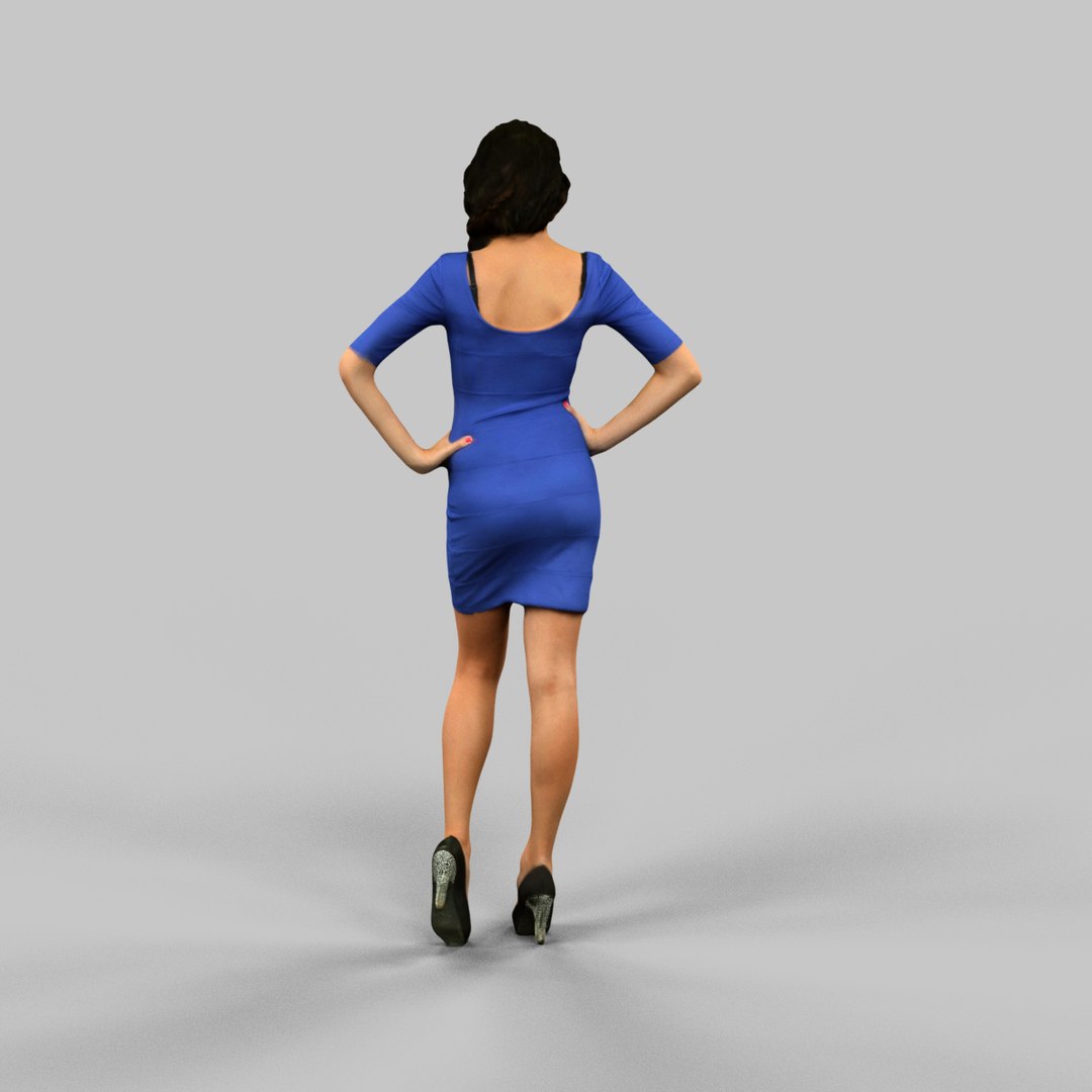 3d Obj Girl Blue Dress