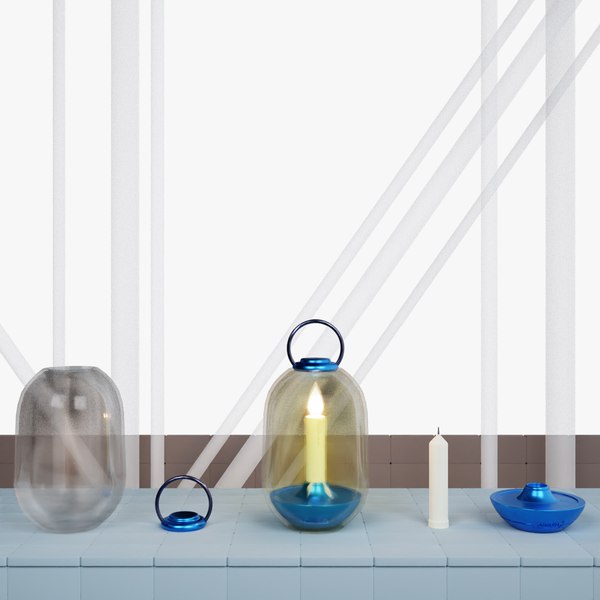 Candle Light Lantern with Multiple Parts on a Tiles Floor 3D Model ...