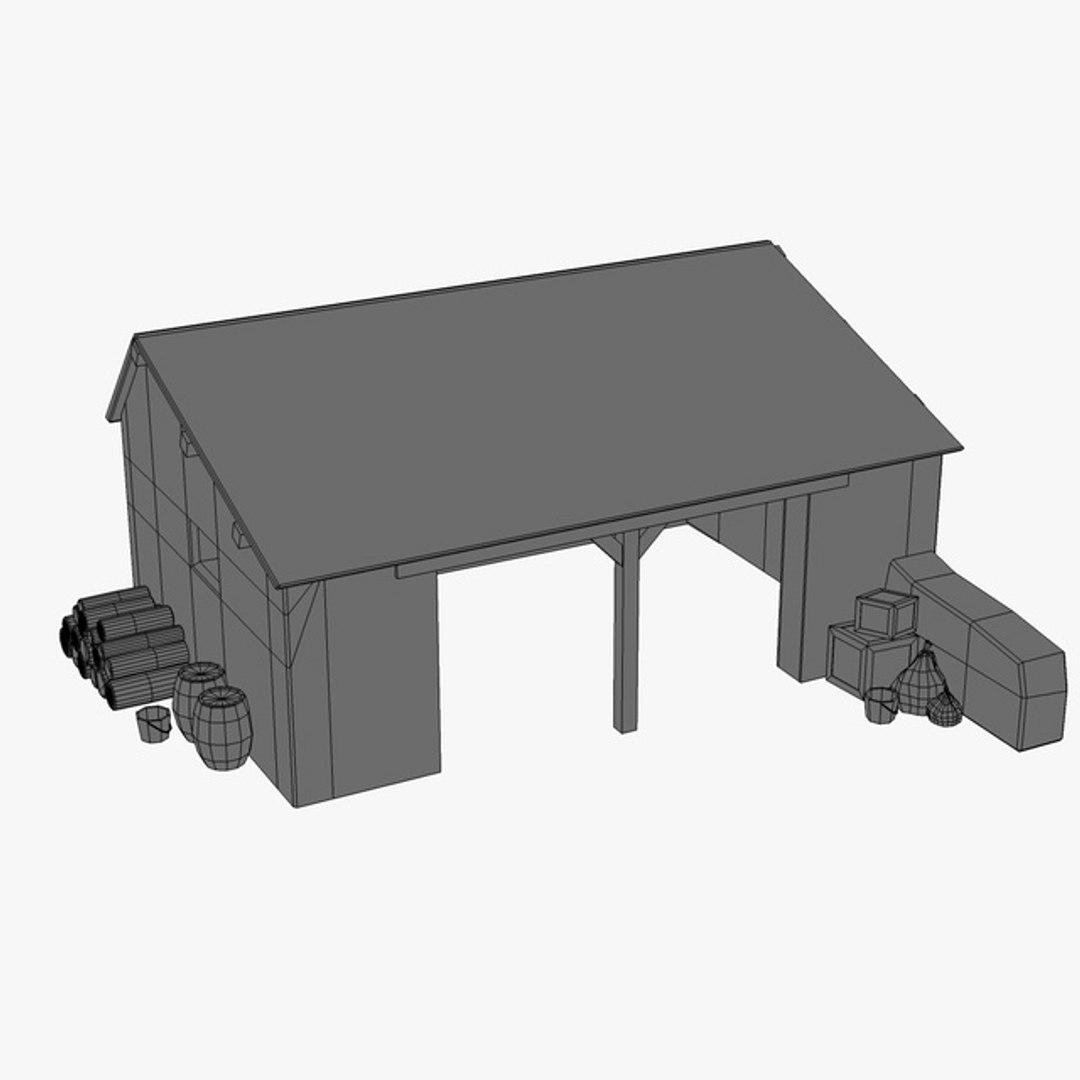 3d model farm stable props