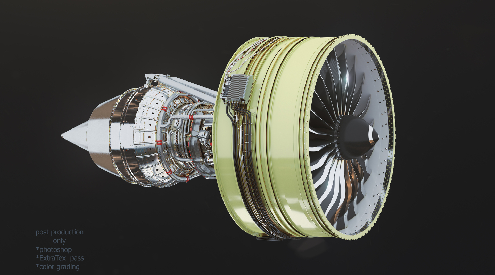 turbofan aircraft engine 3d model