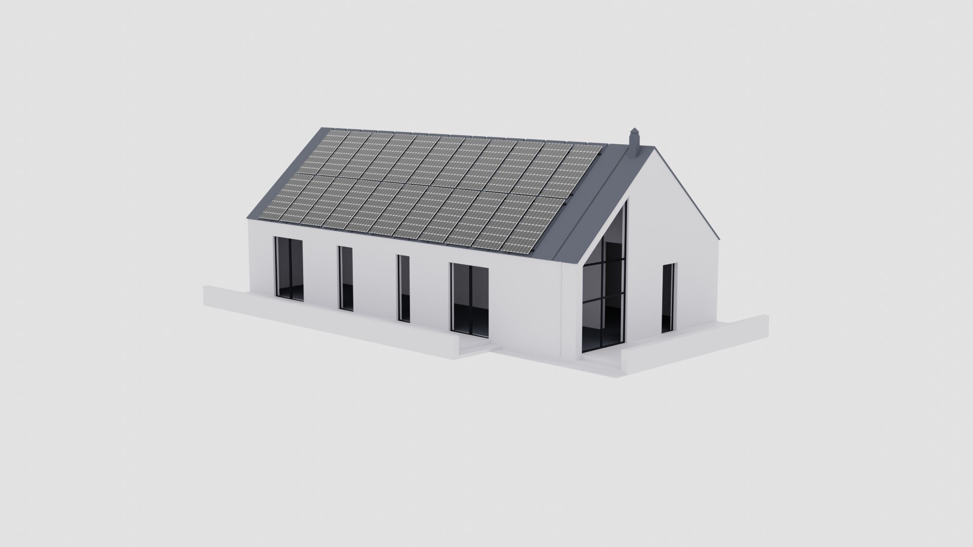 Modern House With Solar Cell 3D - TurboSquid 2266736