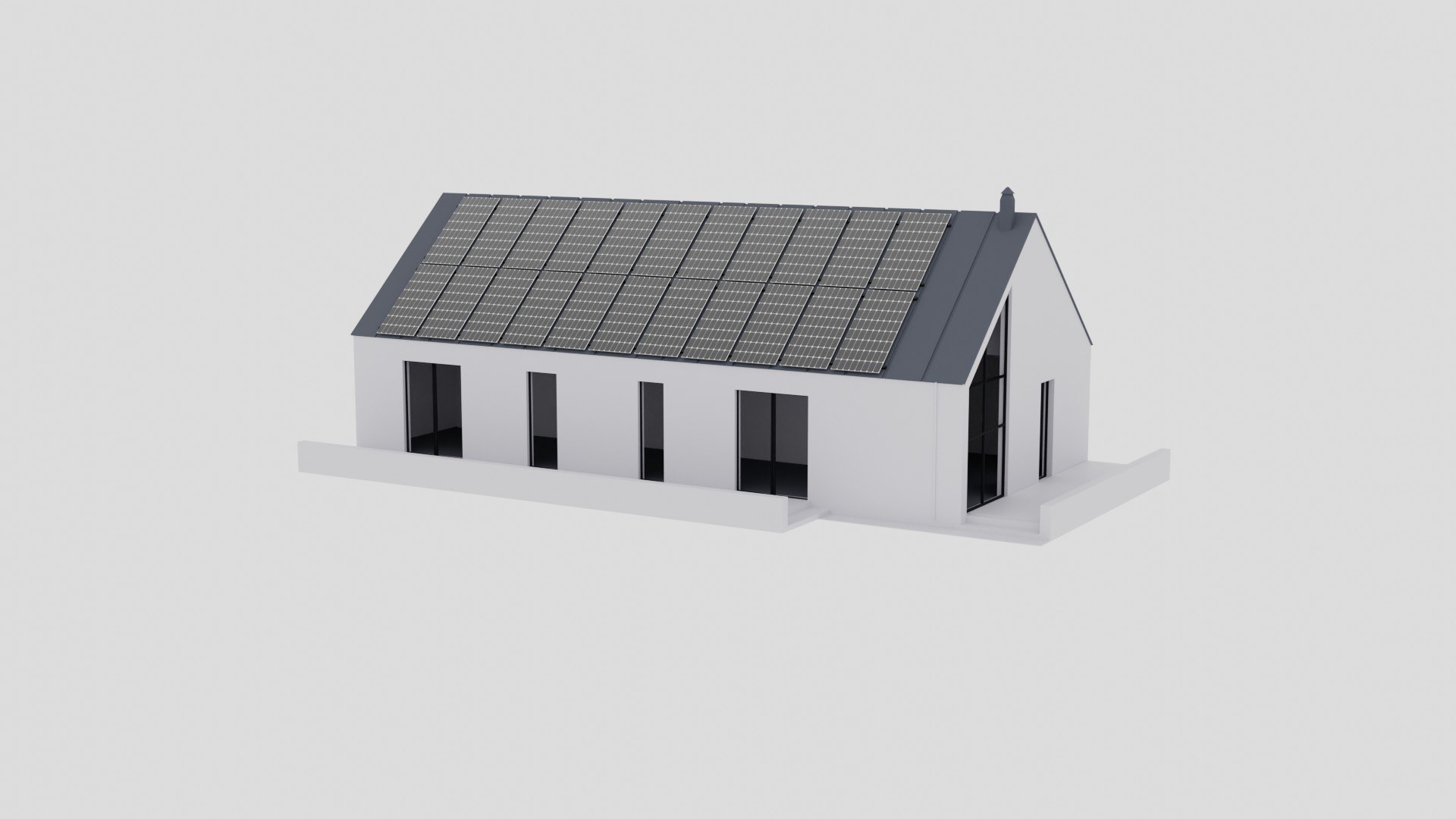 Modern House With Solar Cell 3D - TurboSquid 2266736