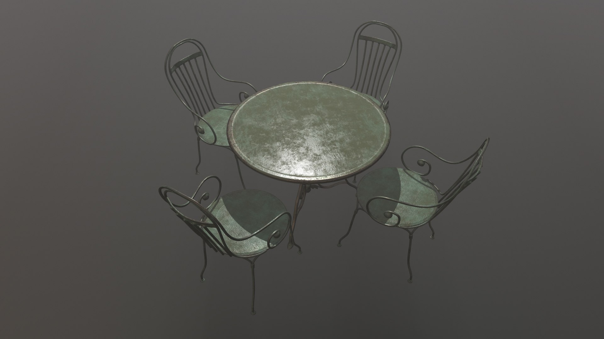 Antique Outdoor - Garden Table And Chairs - Furniture Set 3D Model ...