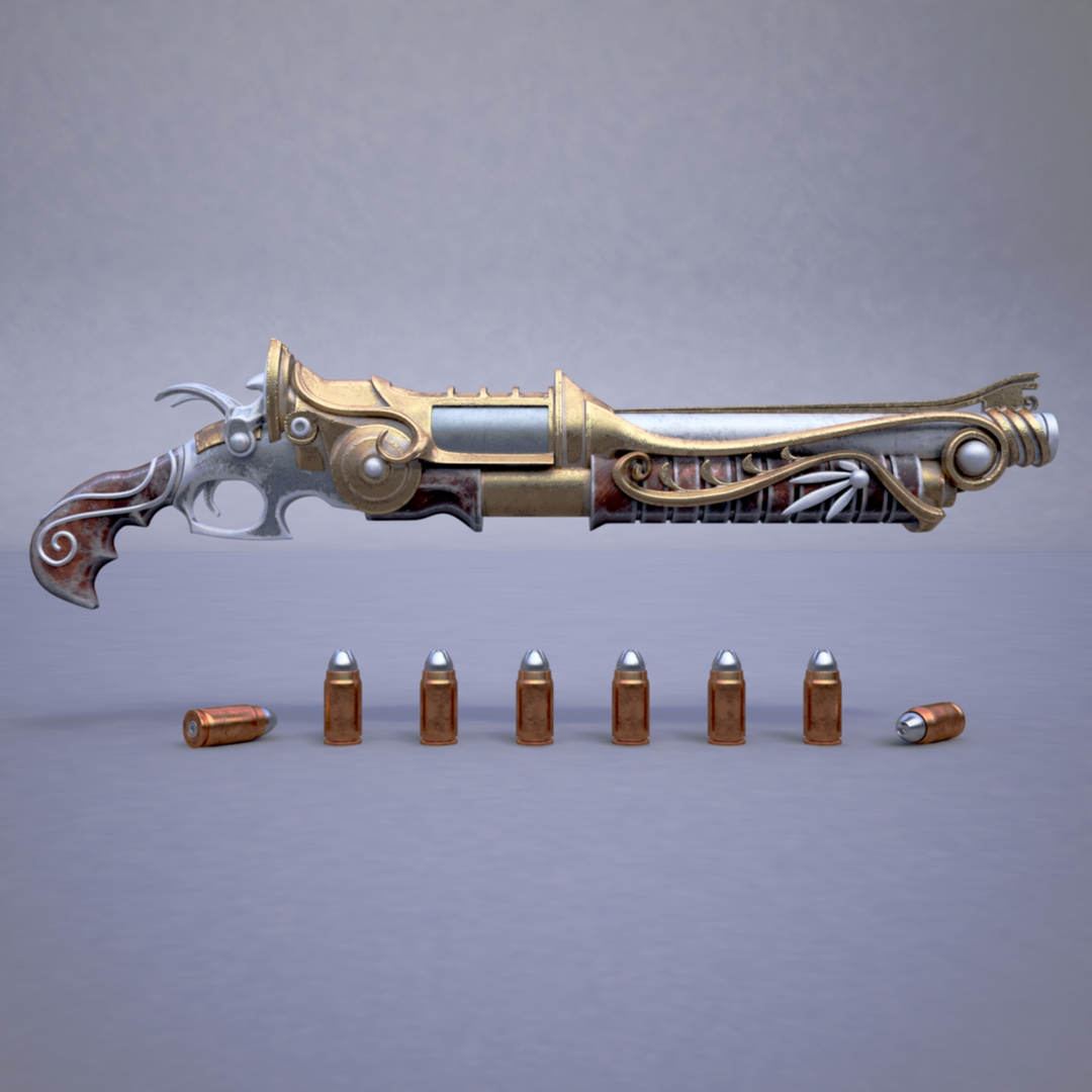 Bullets pistol fantasy rifle model - TurboSquid 1207948