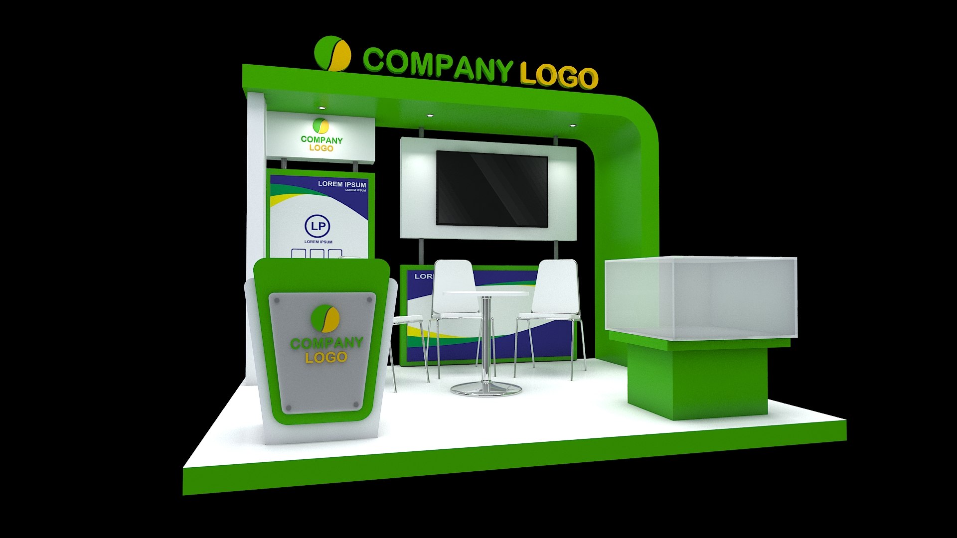 3D Model Booth Modern 3x2 5 - TurboSquid 1586831