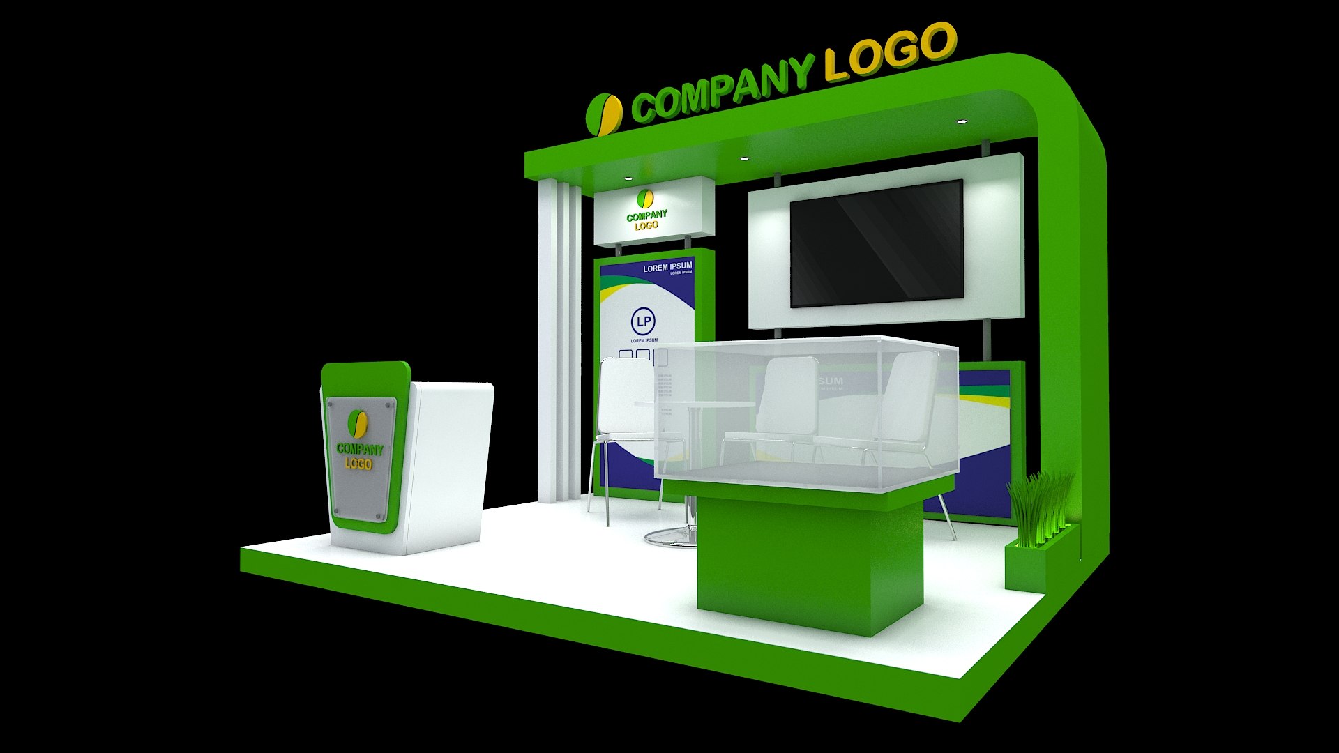 3D Model Booth Modern 3x2 5 - TurboSquid 1586831