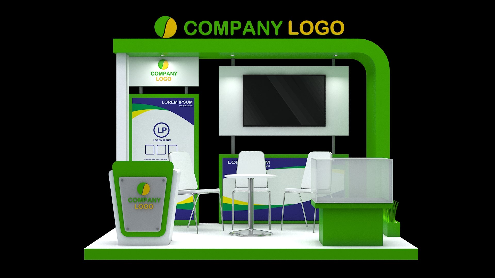 3D Model Booth Modern 3x2 5 - TurboSquid 1586831