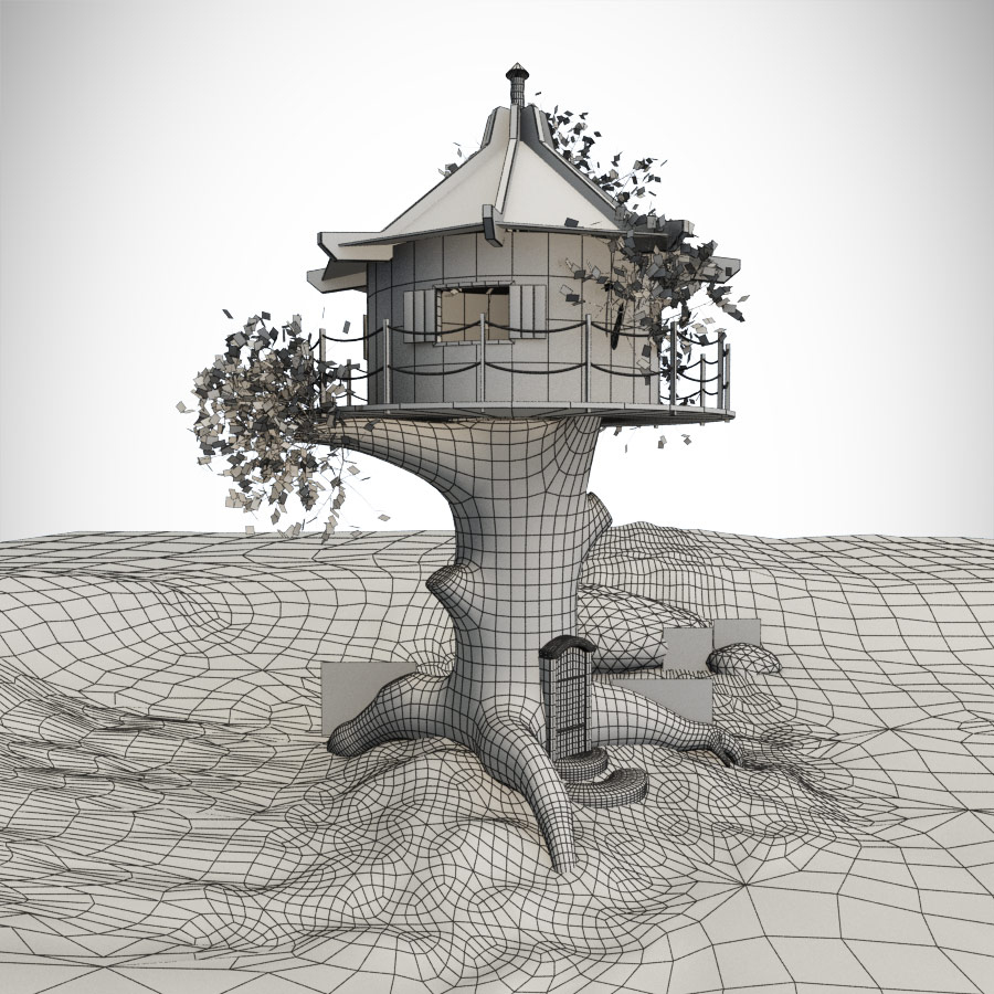 wooden house tree 3d model