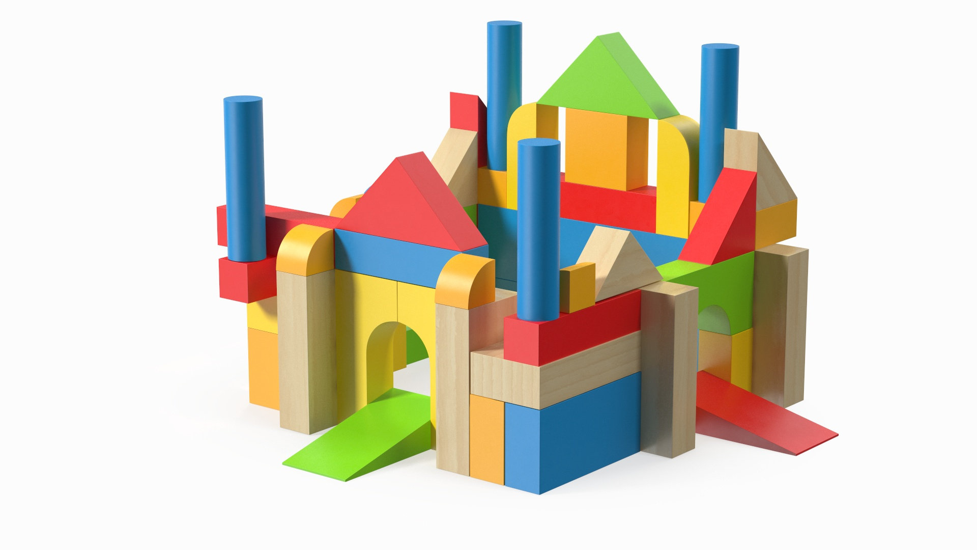 Wooden Constructor Castle Colored 3D Model - TurboSquid 2243527