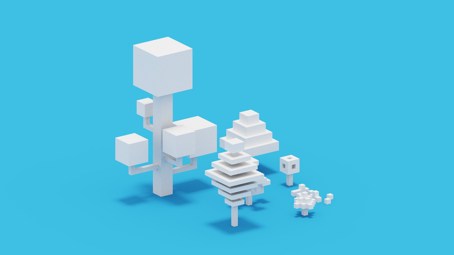 Isometric White Tree Set 3D Model - TurboSquid 1977439