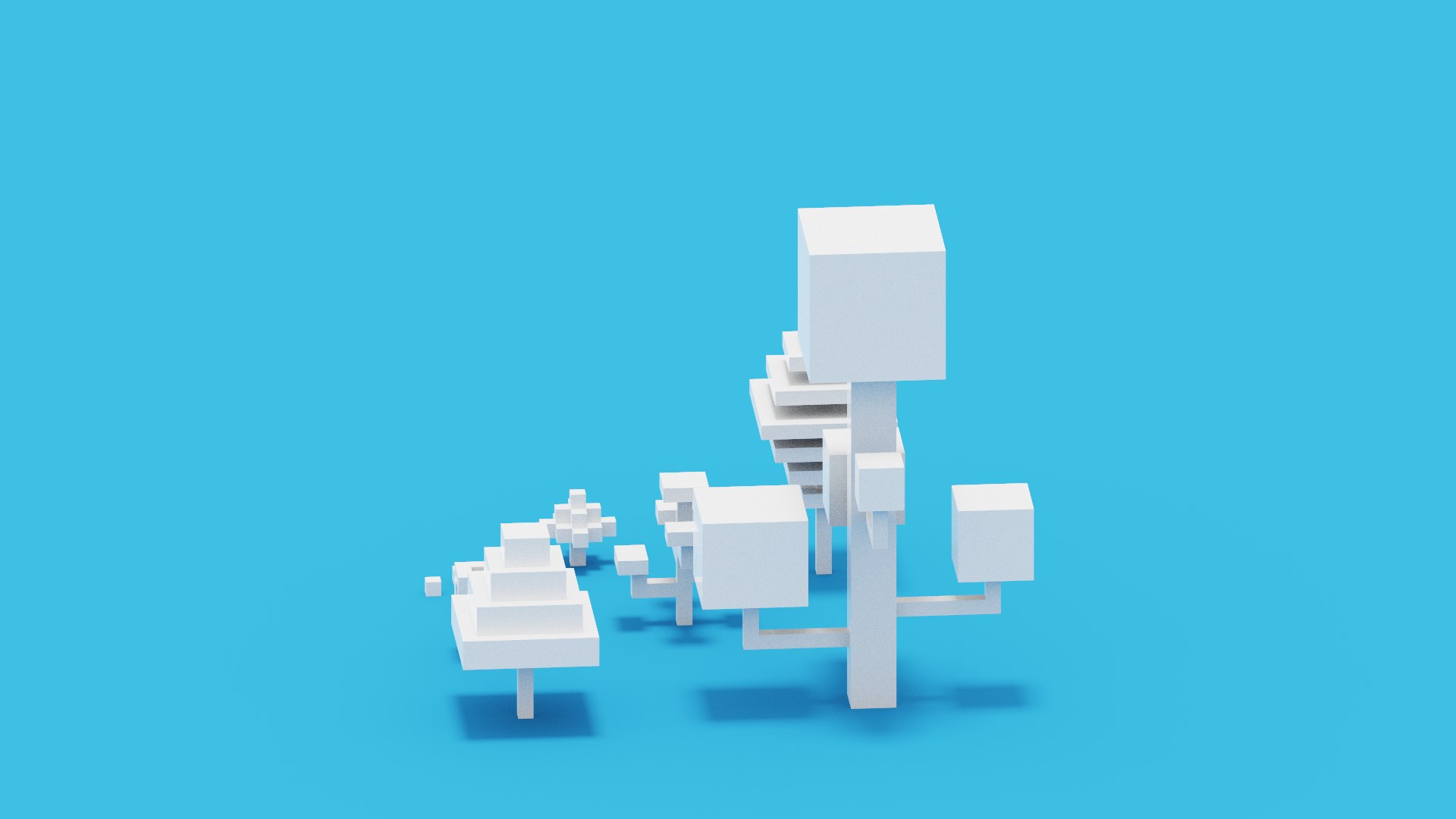 Isometric White Tree Set 3D Model - TurboSquid 1977439