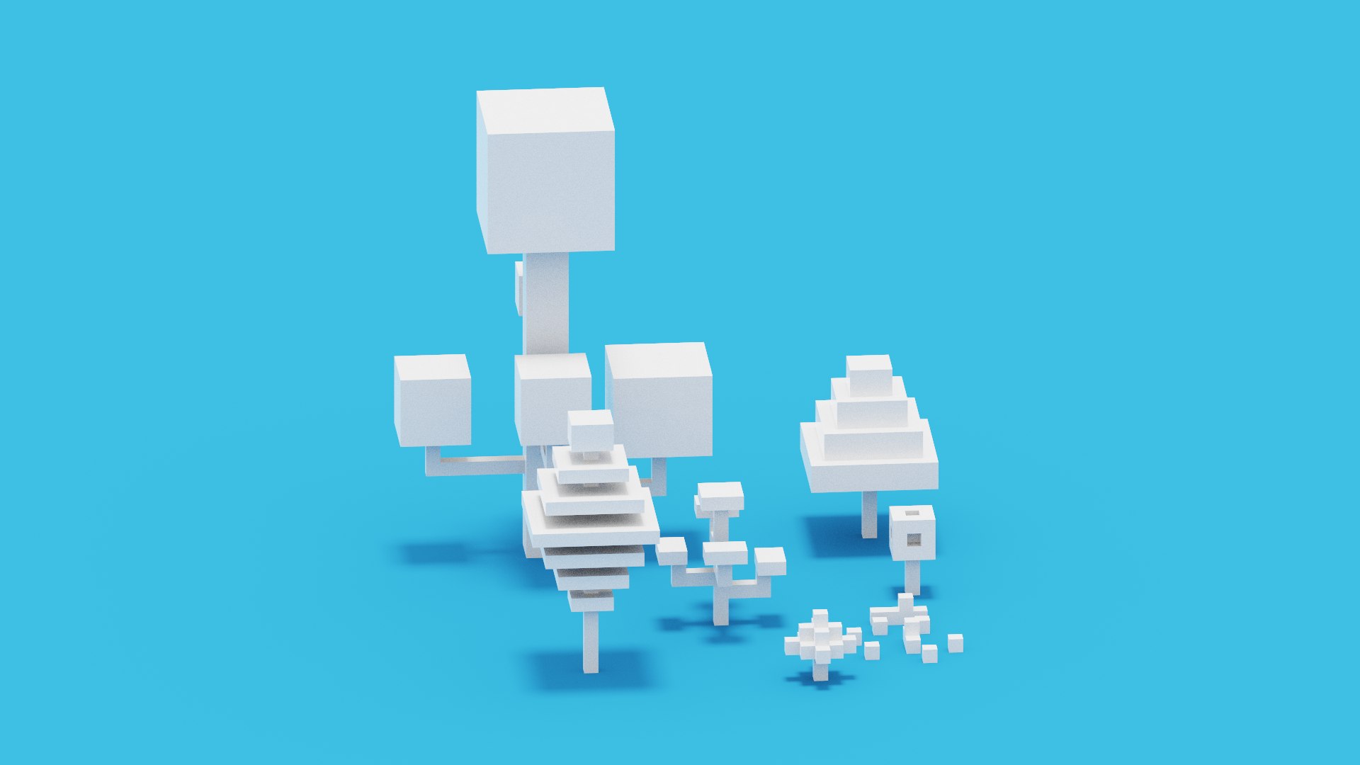 Isometric White Tree Set 3D Model - TurboSquid 1977439