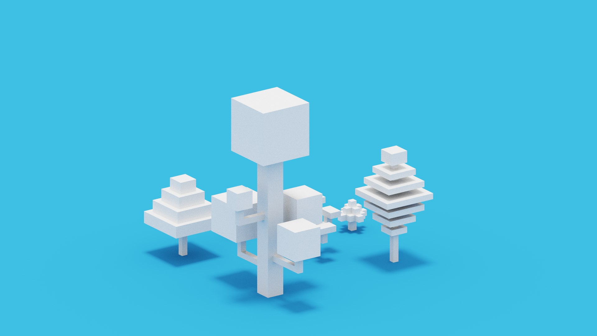 Isometric White Tree Set 3D Model - TurboSquid 1977439