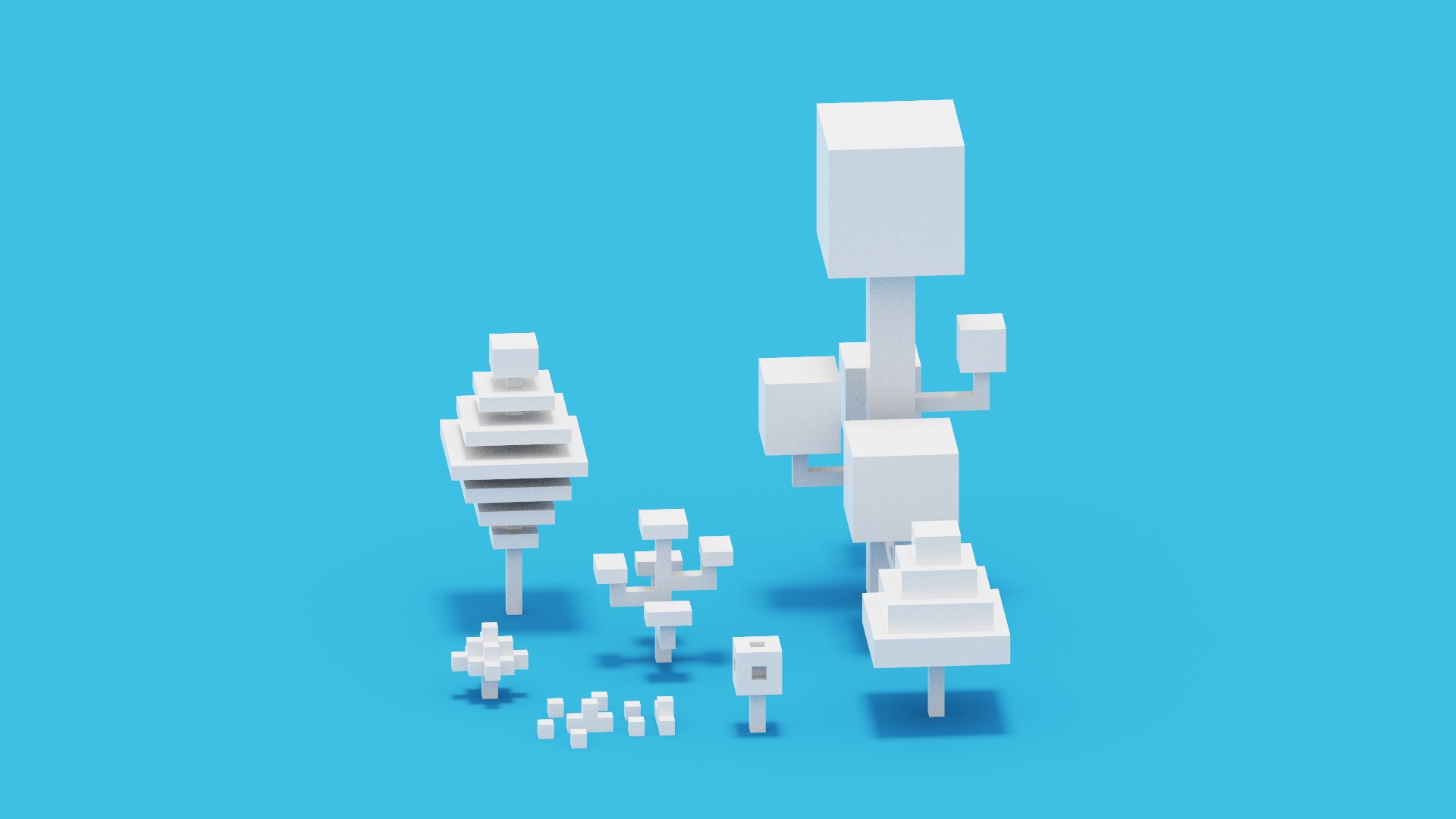 Isometric White Tree Set 3D Model - TurboSquid 1977439