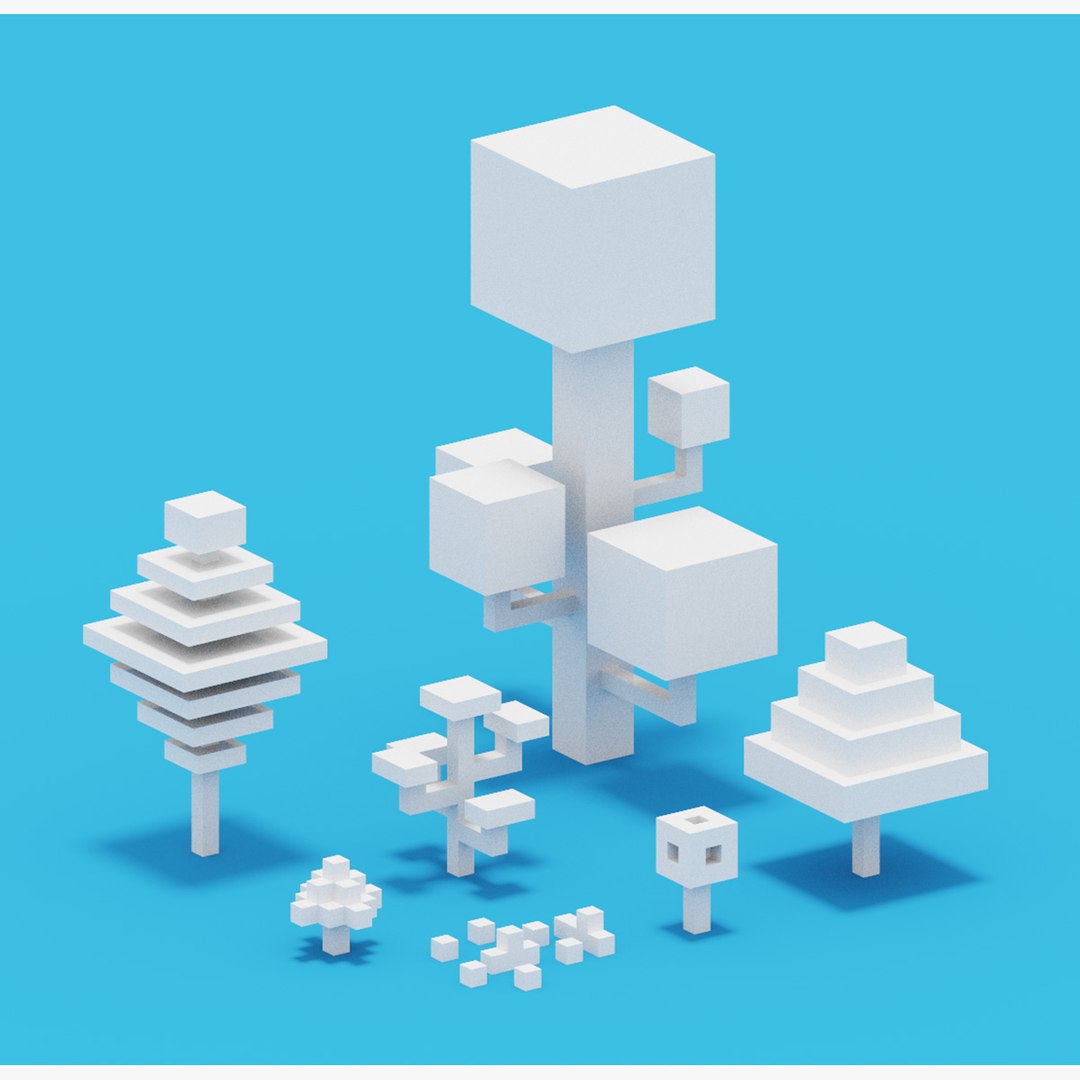 Isometric White Tree Set 3D Model - TurboSquid 1977439