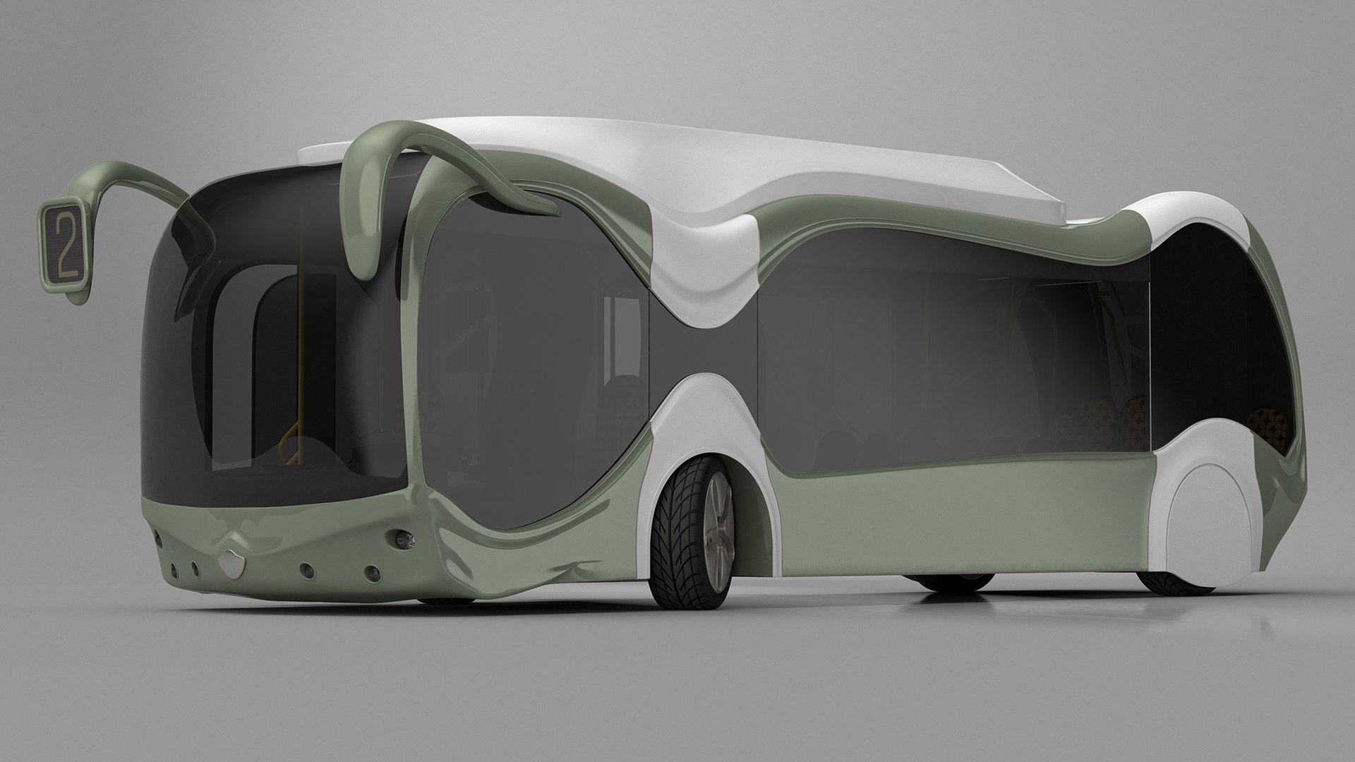 Futuristic Electric Bus Concept Green Rigged For Cinema 4D 3D Model ...