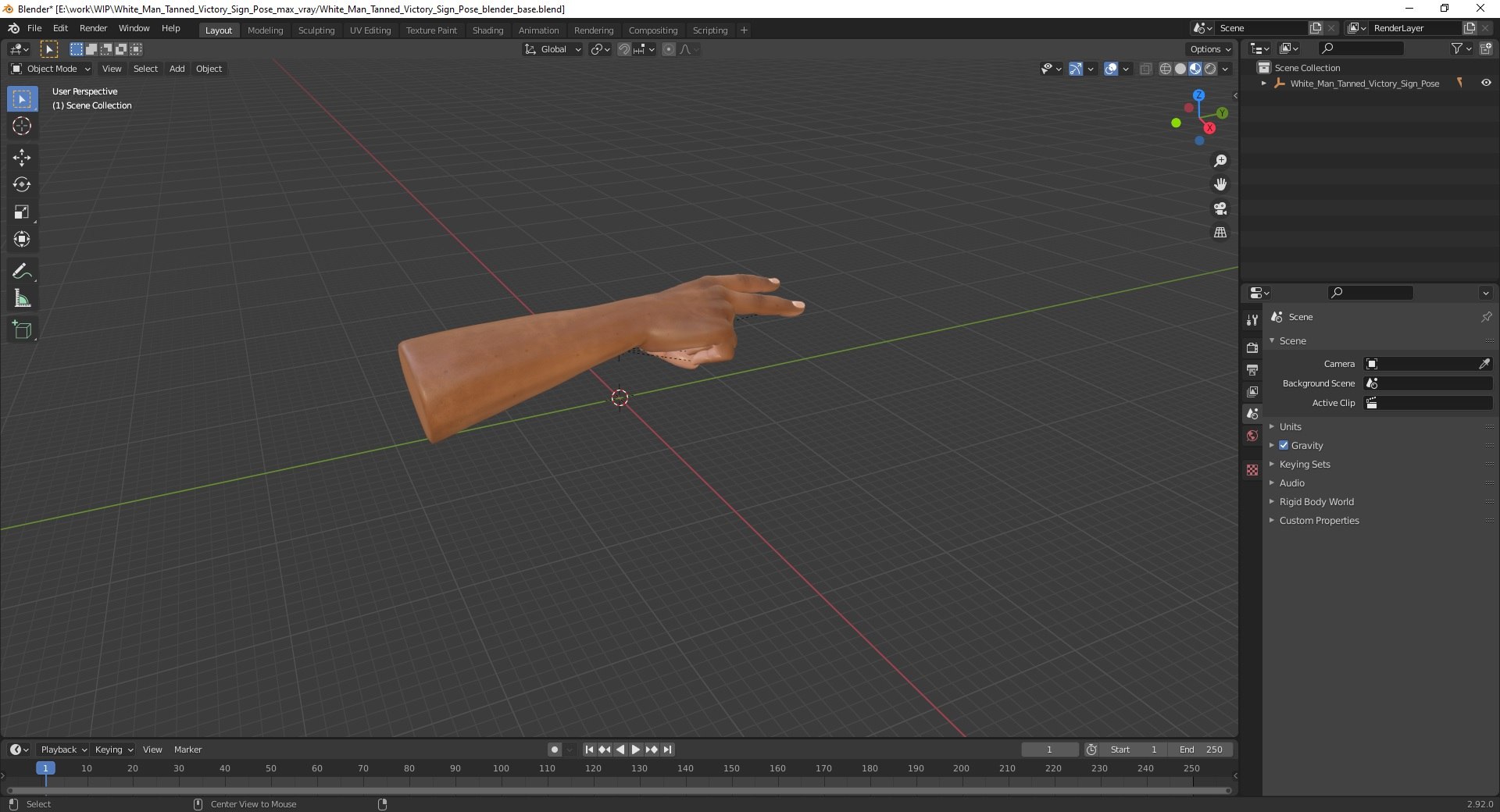 3D model White Man Tanned Victory Sign Pose - TurboSquid 2179976
