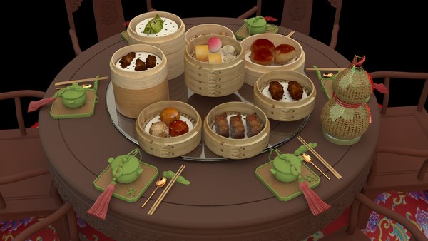 modelo 3d Mesa de dim sum chino - TurboSquid 2289830