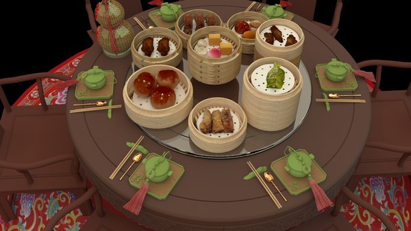 modelo 3d Mesa de dim sum chino - TurboSquid 2289830