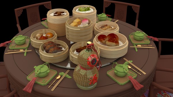 modelo 3d Mesa de dim sum chino - TurboSquid 2289830