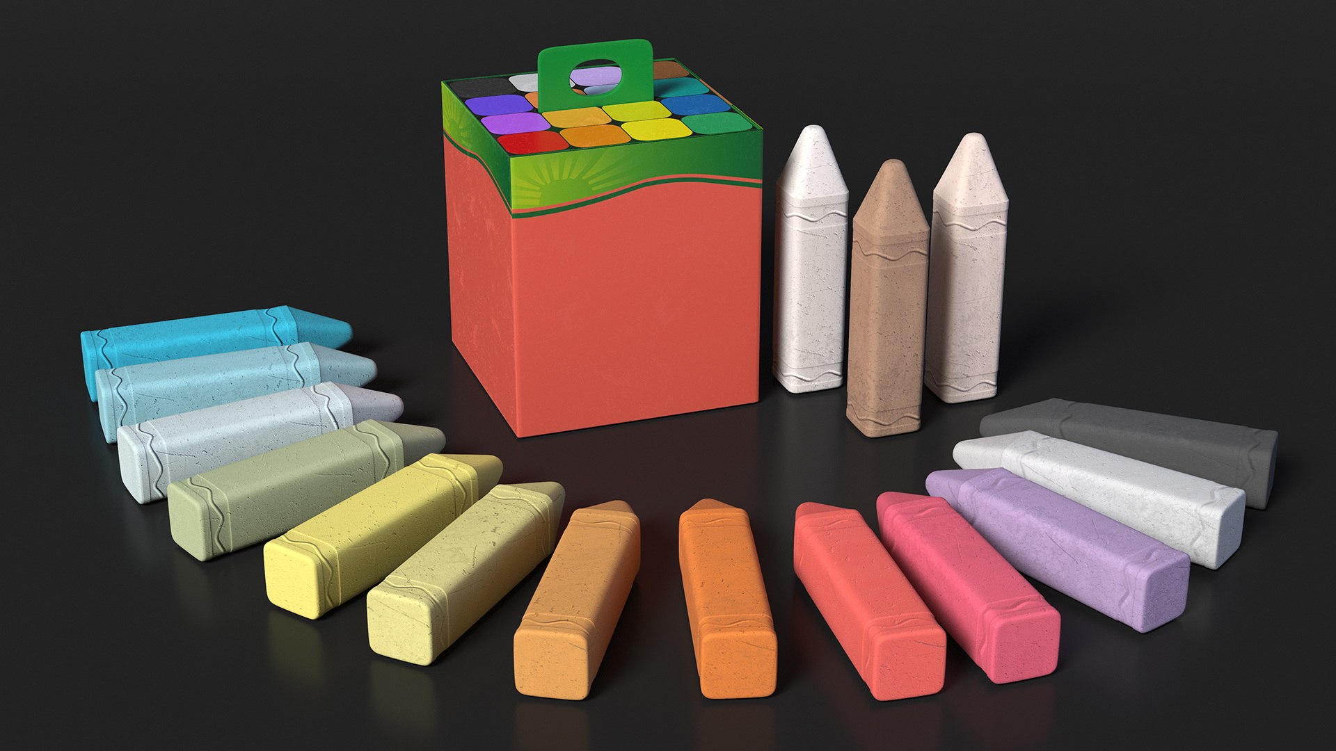 3D Model Colored Sidewalk Chalk - TurboSquid 2155410