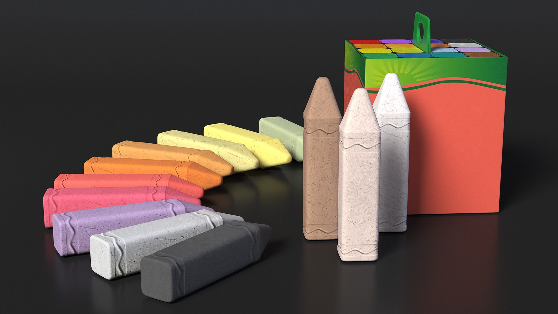 3D Model Colored Sidewalk Chalk - TurboSquid 2155410
